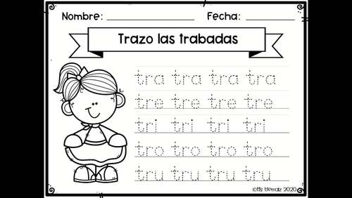 SÍLABAS TRABADAS con TR | Hojas de trabajo de lectura | Spanish blends