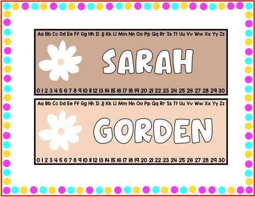 Boho Daisy Student Desk Labels, Floral Name Posters, Editable Classroom ...