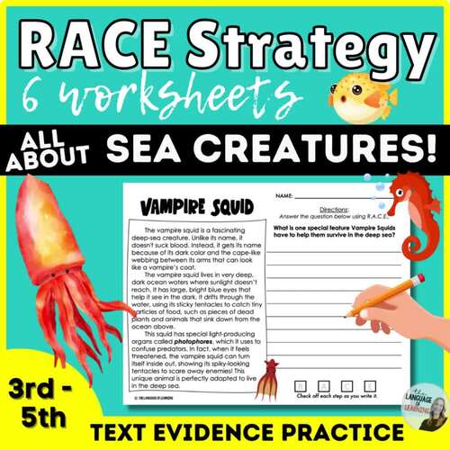 RACE Strategy Practice Set - 6 Passages & Prompts, Text Evidence Worksheets
