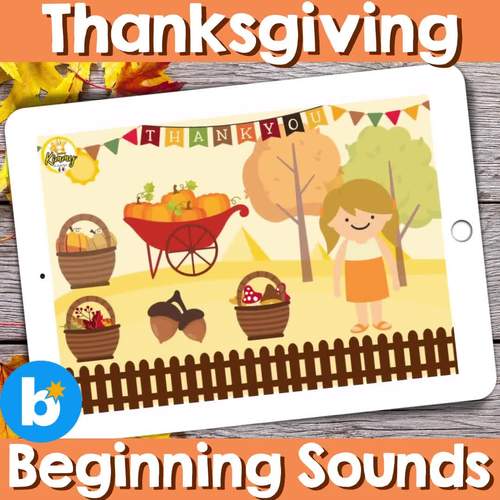 Thanksgiving Beginning Letter Sounds Boom Cards by Teacher Kimmy