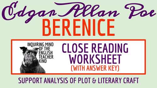 "Berenice" by Edgar Allan Poe Literary Analysis Worksheet | Gothic ...