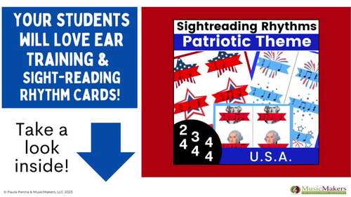 Sight Reading & Ear Training Rhythms PATRIOTIC THEME Game Activity ...