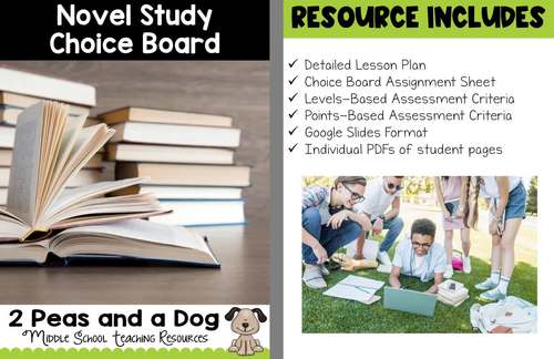 Novel Study Choice Board 9 Activities For Any Novel by 2peasandadog