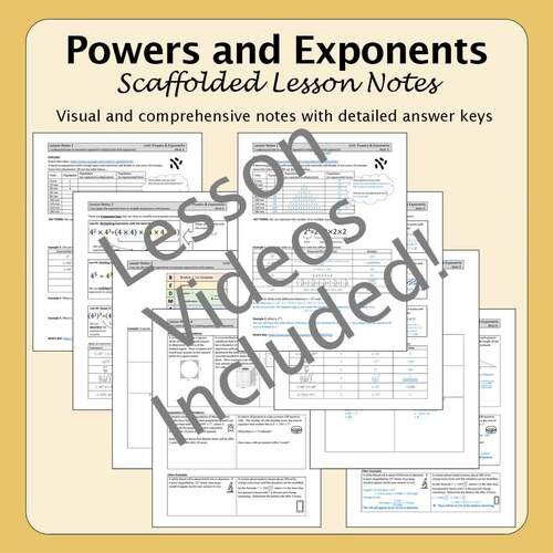 BC Math 9 Powers & Exponents Resources: Notes, Practice, Quizzes ...