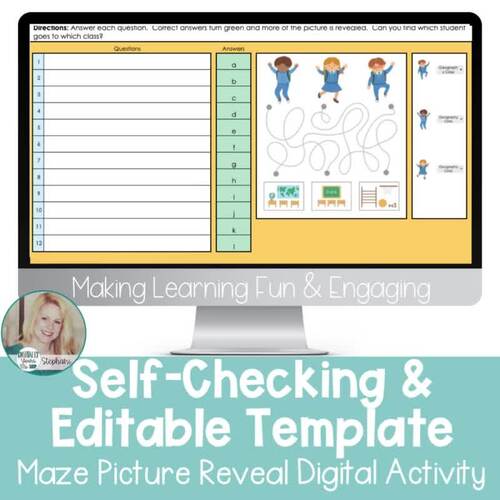 Editable Self-Checking Template Picture Reveal Maze Digital Resource Vol.2