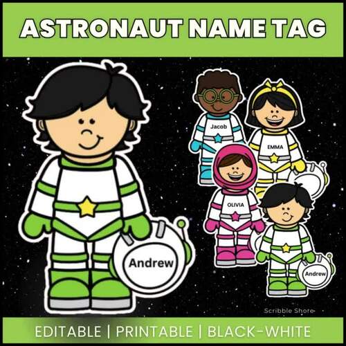 Astronaut Name Tags - Editable | Ready to Print | Outer Space Classroom ...