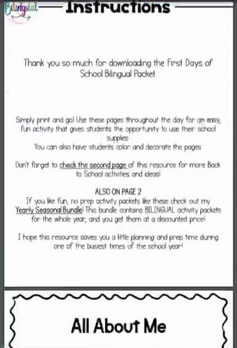 Bilingual First Day of School Activity Packet Actividades Primer Día de ...