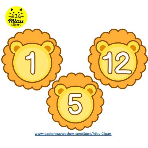 Lion Animated Numbers Clip Art - Zoo Animals - GIFs Movable Pieces