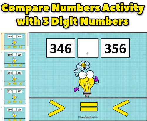 Comparing Numbers Activity with Three Digit Numbers, Interactive Google ...