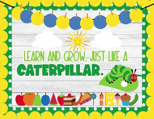 Learn And Grow Caterpillar Theme Bulletin Board Kit Door Classroom ...