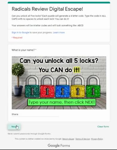 Simplifying Radicals Review w/ Rationalizing Digital Math Escape Room ...
