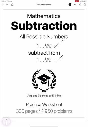 Math WorkSheet: Subtraction / Math Drill within 1 to 99 (Multi-digit)