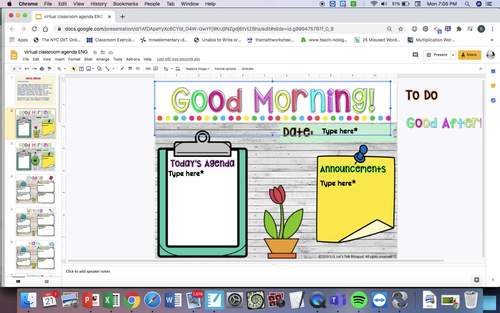 Digital Agenda for Google Classroom - Editable Google slides | TPT