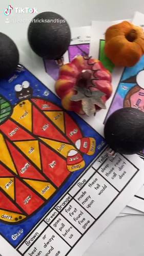 Color by Sight Word Code | Sight Word Practice Worksheets | Halloween