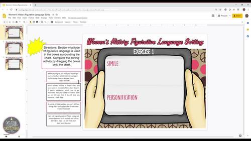Figurative Language Sorting Game for Women's History Month, Printable ...