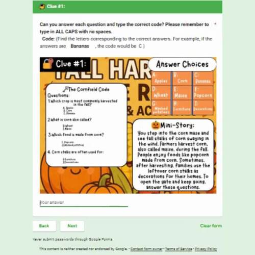 Fall Harvest Escape Room | Reading Comprehension Puzzles & Activities