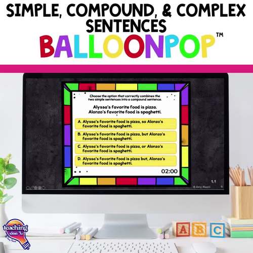 L.3.1.I Compound Sentences BalloonPop™ Digital Review Games 3rd Gr Grammar