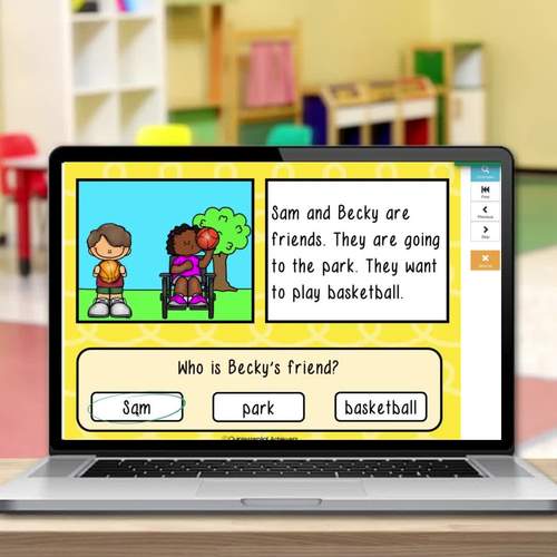 WH Questions Short Stories Boom Cards Comprehension Passages 4 Audio