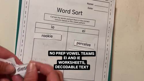 EI and IE Vowel Team Decodable Text with Comprehension Questions and ...