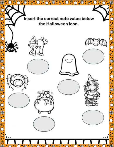 Halloween Composing Music, Piano, Beginner, Games, Worksheets, Coloring,