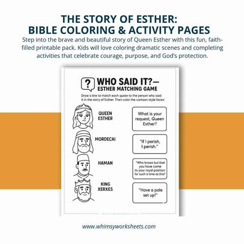Story of Esther Bible Stories Coloring Pages | Fun Activities Printables