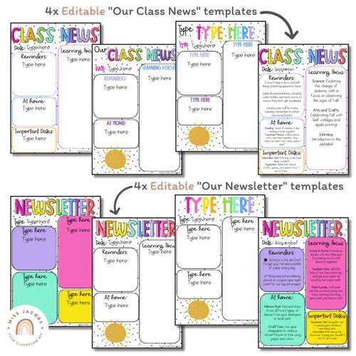 Classroom Newsletter Templates | Editable | Spotty Brights Classroom Theme