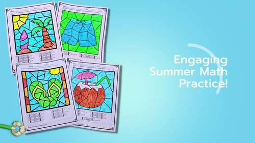 Summer Coloring Pages: Math Practice Multiplication Printable | TPT