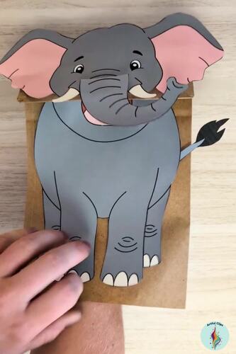 Elephant Craft, Zoo Animal Paper Bag Puppets Printable, Easy Brown Bag ...