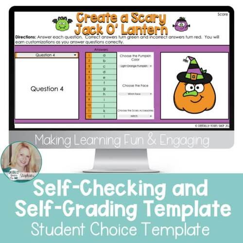 Commercial Create a Jack O'Lantern Self-Checking Task Card Template ...
