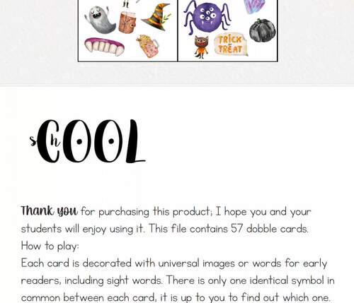 Halloween dobble/spot it - 57 easy to cut square cards by Esti's Cool ...