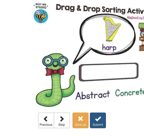 ABSTRACT AND CONCRETE NOUNS SORT WITH PICTURES BOOM CARDS ESL GRAMMAR ...