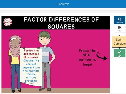 Factoring Quadratics Differences of Squares Digital Boom Cards™ Math ...