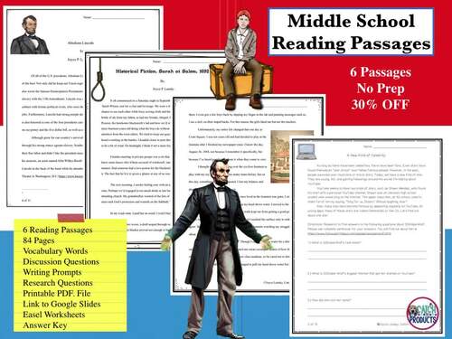 Middle School Reading Comprehension Passages and Questions Historical ...