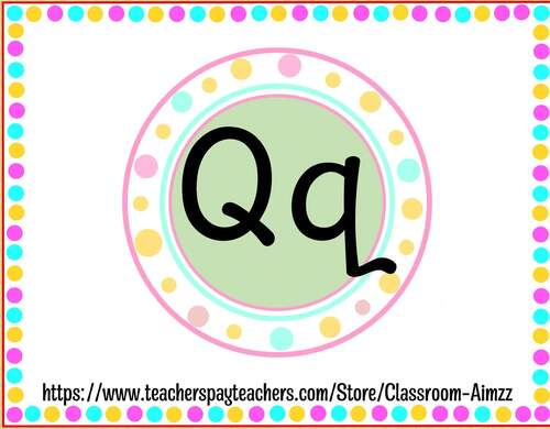 Pastel Polka Dots Printable Alphabet Flash Cards, Editable Word Wall ...
