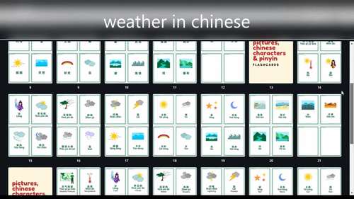 CHINESE weather CHINESE FLASHCARDS weather and nature by Language Forum