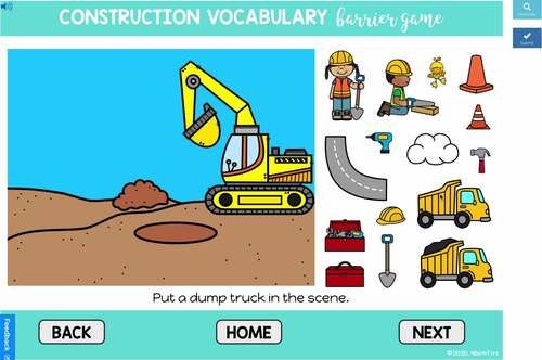 Construction Barrier Game BOOM Cards Speech Therapy - Digital Activities