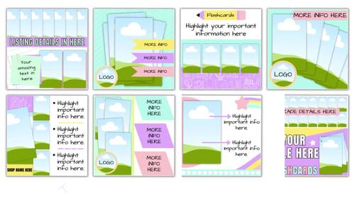 Flashcard Mockups, Thumbnail Listing Templates, TPT Previews | TPT