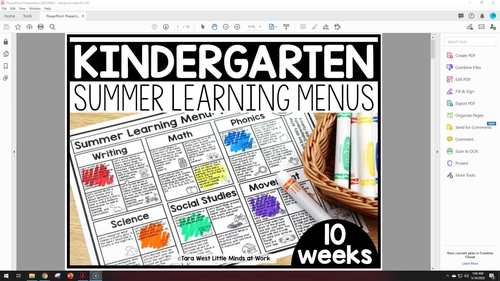 Kindergarten Summer Learning Menus | DISTANCE LEARNING GOOGLE SLIDES™
