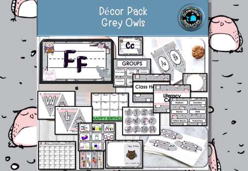 CLASSROOM DECOR I GREY OWLS I labels, signs, posters and charts | TpT