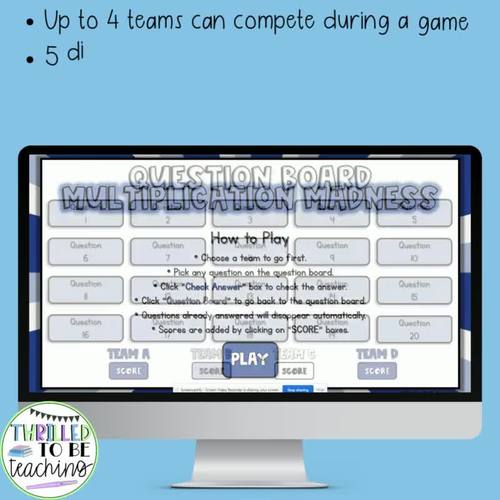 Basic Multiplication Review Team Game for PowerPoint by Thrilled to Be ...