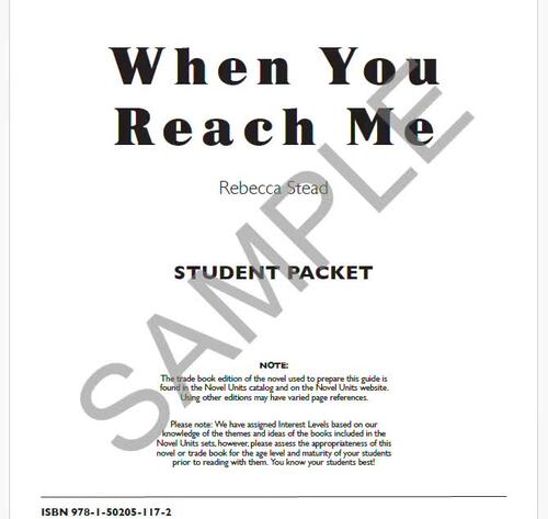 When You Reach Me Novel Units® Student Packet Novel Study | TPT
