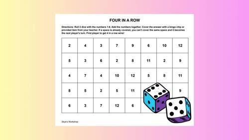 Four in a Row Math Game BUNDLE by Skye's Workshop | TPT