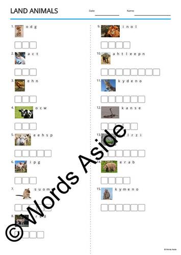 English Vocabulary Worksheets Cards Crossword Word Search Anagram LAND ...