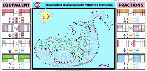 Summer Equivalent Fractions using Visual Models Pixel Art Activity - 2 ...