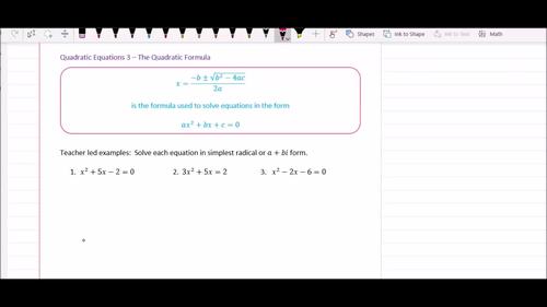 Quadratic Equations 3 - Quadratic Formula (lesson video) | TPT