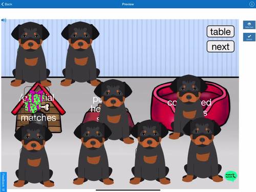 Puppy Party Articulation Matching Game for /k, g, f, v/ Boom Cards