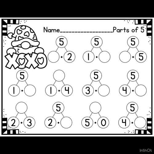 Valentine's Day: Kindergarten Worksheets for Add & Subtract with Number ...