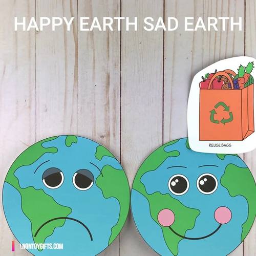 Earth Day Crafts: Heart Earth, Flower Earth, Happy Sad Earth by Non-Toy ...