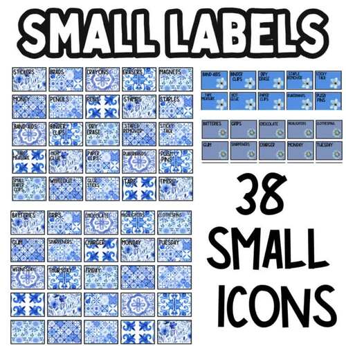 Blue Teacher Toolbox Labels with Editable Blue Templates Included