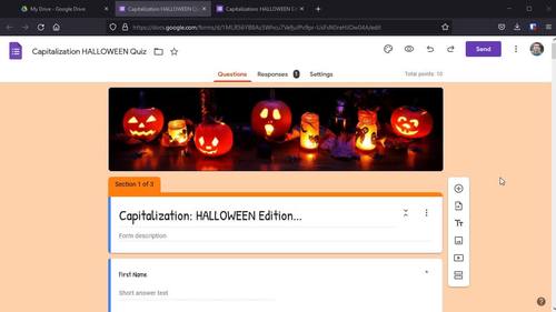 HALLOWEEN Capitalization Quiz - Digital Google Forms™ (Distance Learning)
